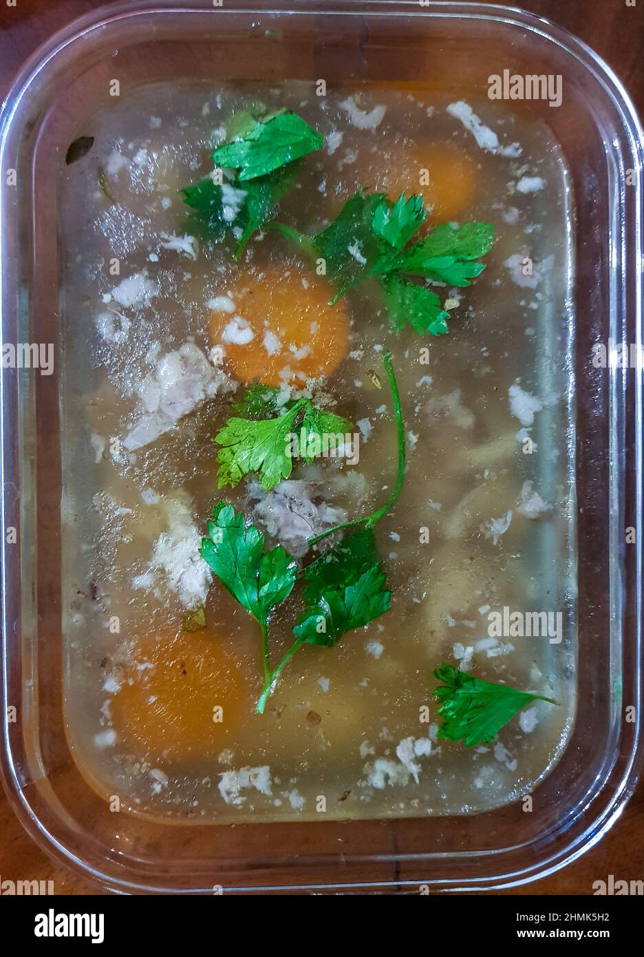 Kholodets with meat, beef jelly, a traditional Russian dish in a ...