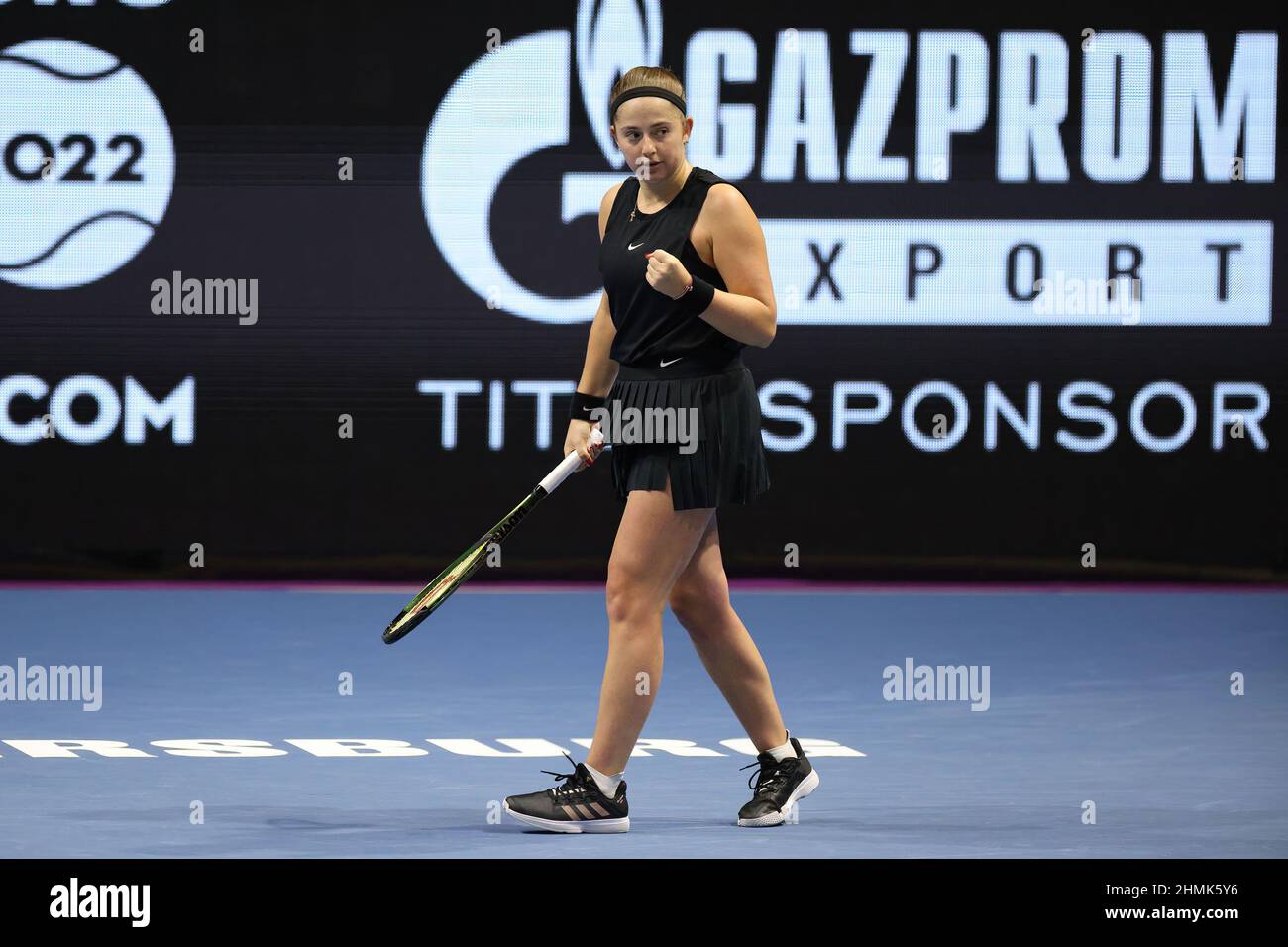 Jelena Ostapenko of Latvia plays against Andrea Petkovic of Germany during the St. Petersburg ...