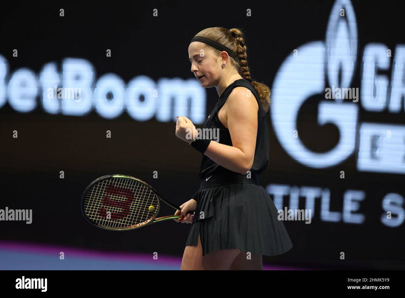 Jelena Ostapenko of Latvia plays against Andrea Petkovic of Germany during the St. Petersburg ...