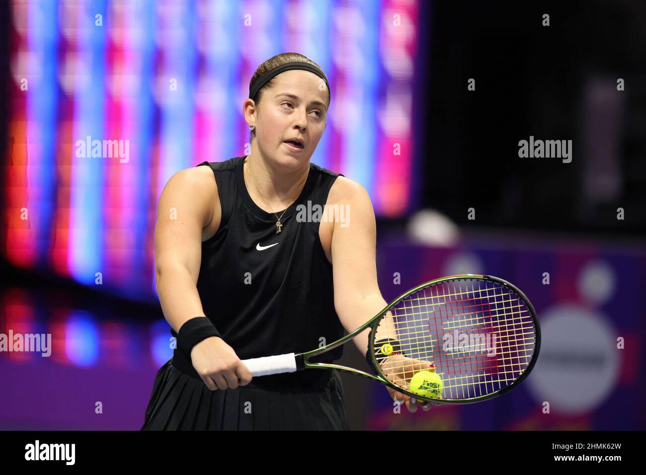 Jelena Ostapenko of Latvia plays against Andrea Petkovic of Germany ...