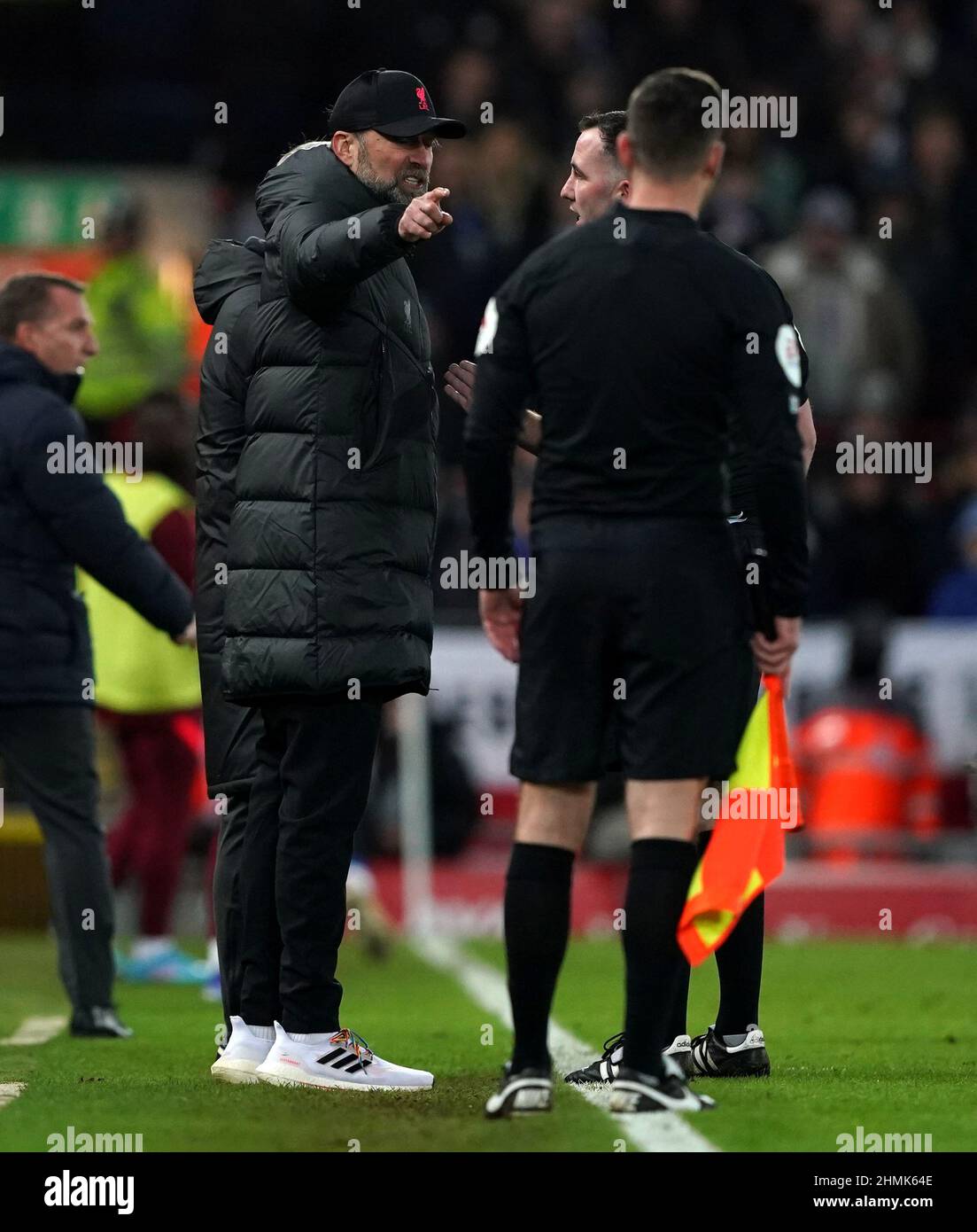 Liverpool manager Jurgen Klopp (left) and referee Chris Kavanagh during ...