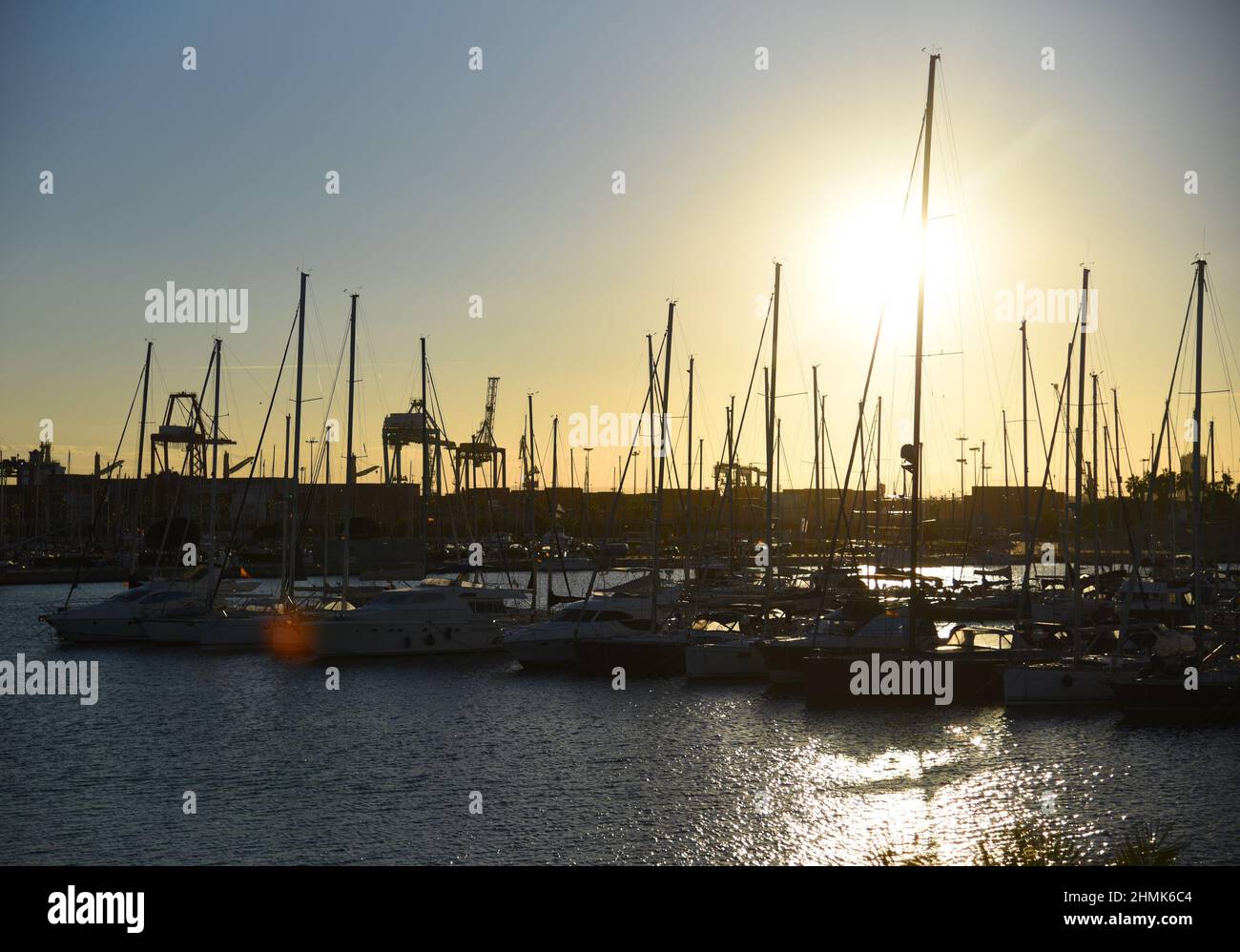 Yachts and motor boats in La Marina de Valencia, Spain. Luxury yacht ...