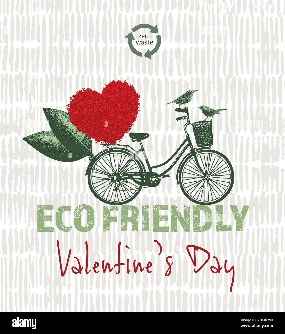 Eco friendly greeting card valentine's day. Vector, zero waste Stock ...