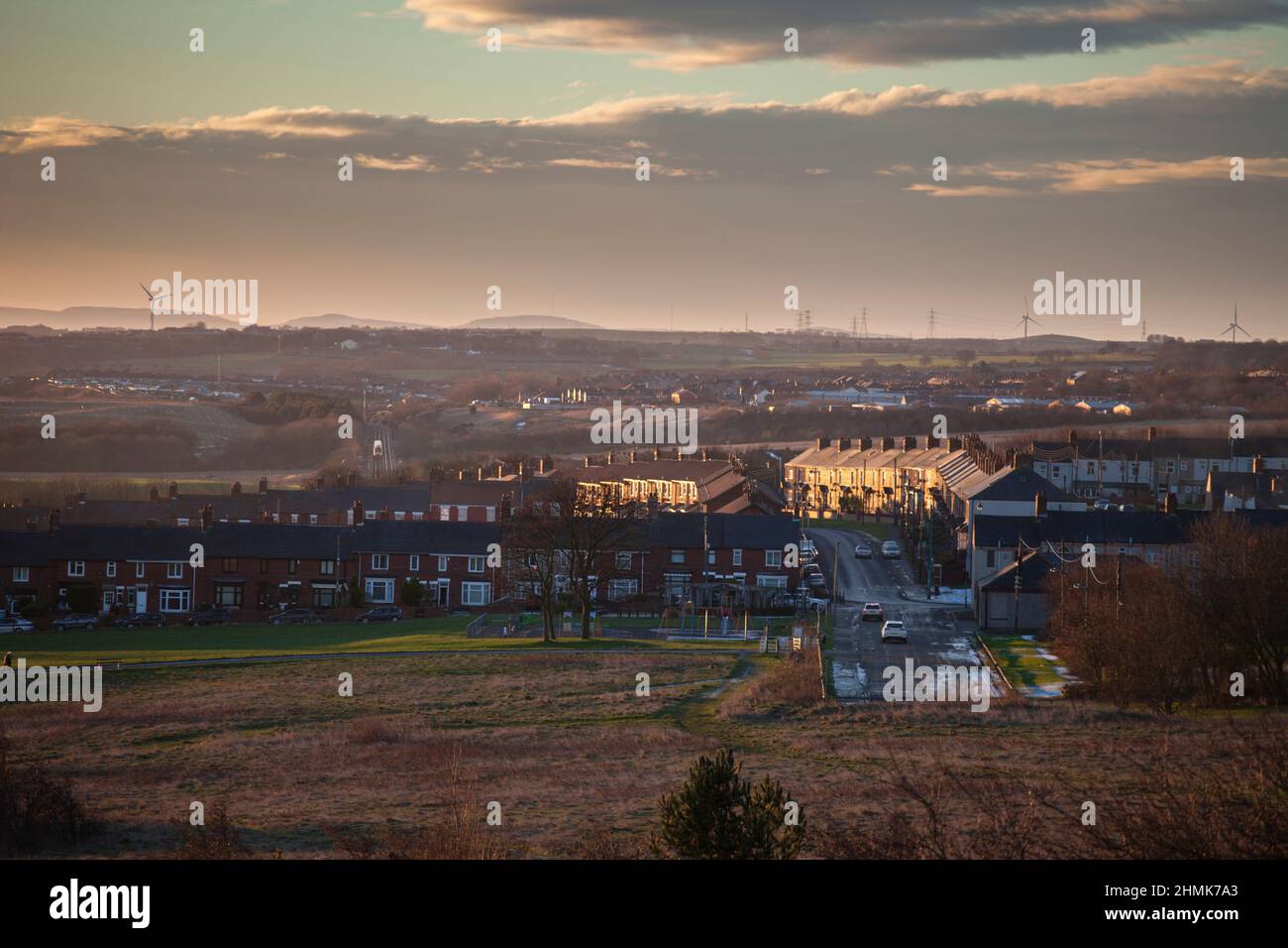 Easington Colliery county Durham rows of terraced houses with a Grand ...