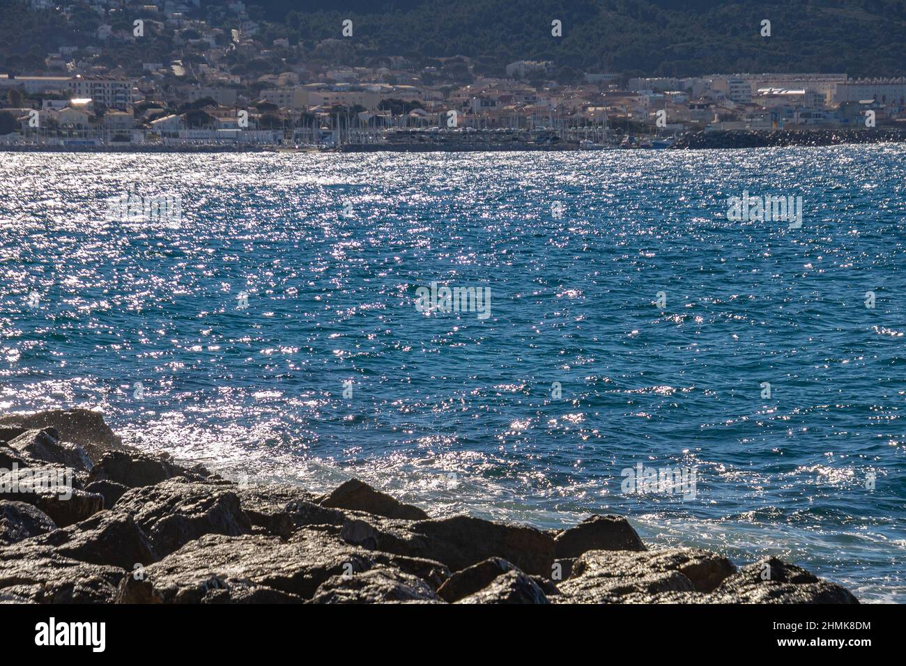 mediterranean sea with sun reflections Stock Photo - Alamy