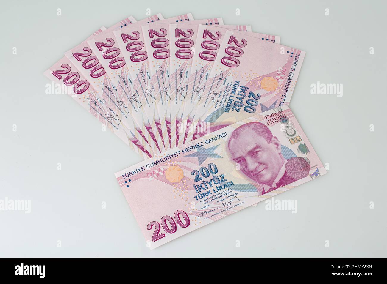 Turkish Lira banknote. 200 Turkish lira isolated on white background ...