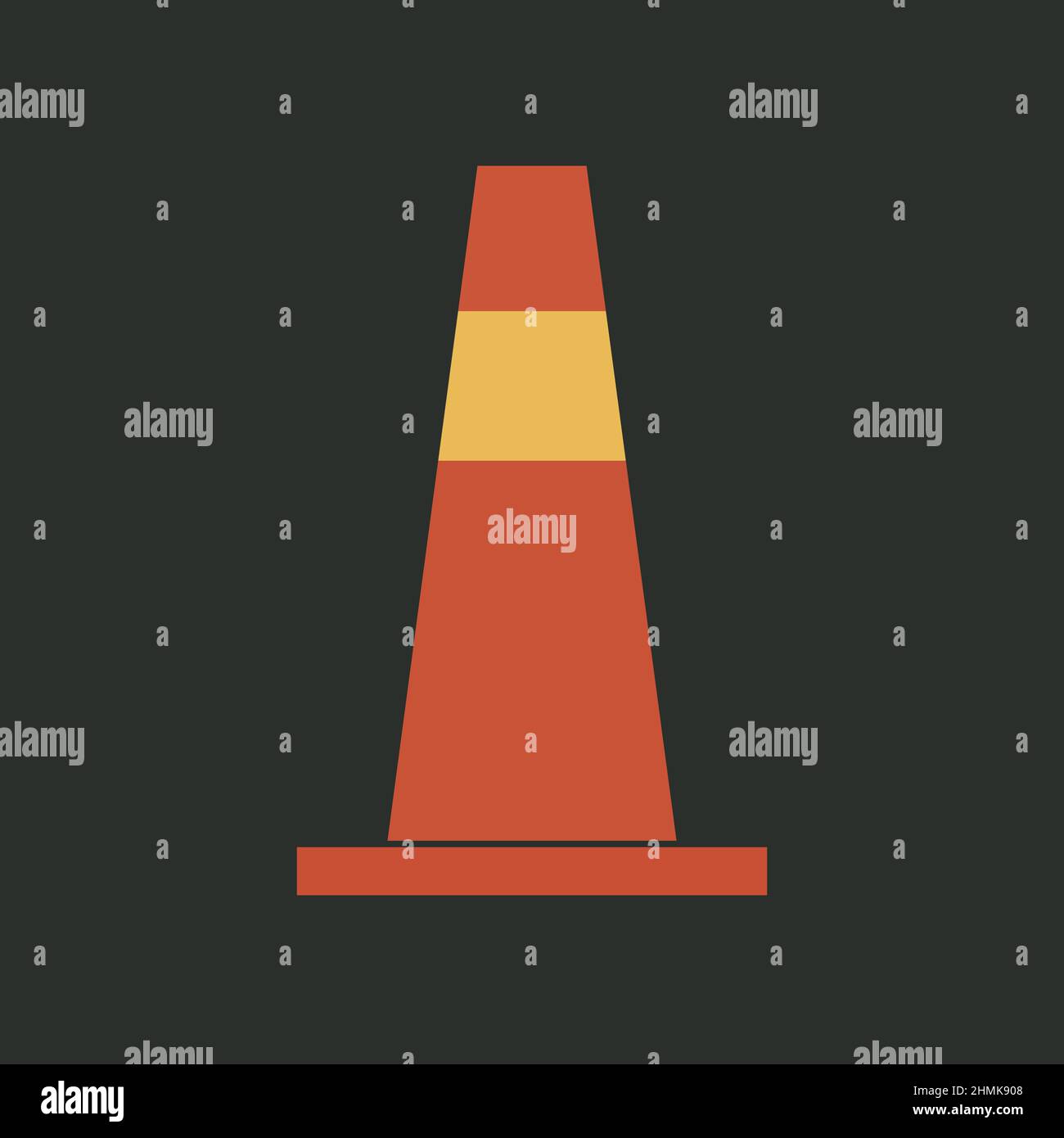 Orange safety cone with yellow marking, symbol of attention, danger or ...
