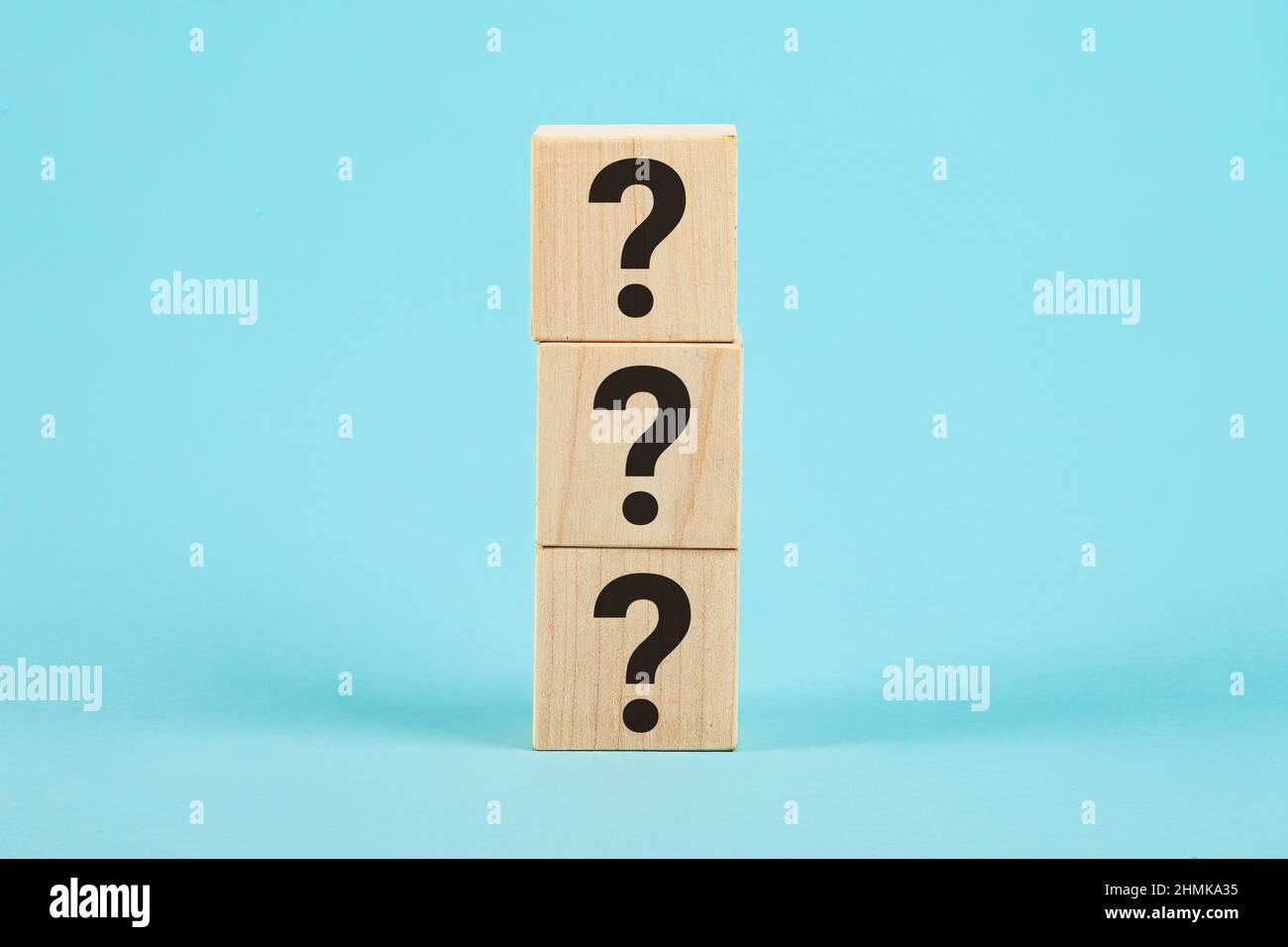 QUESTION The shape of a wooden cube block with a question mark symbol ...