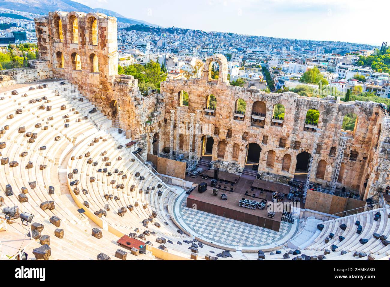Athens Greece 04. October 2018 Odeon of Herodes Atticus Amphitheater at the Acropolis of Athens ...
