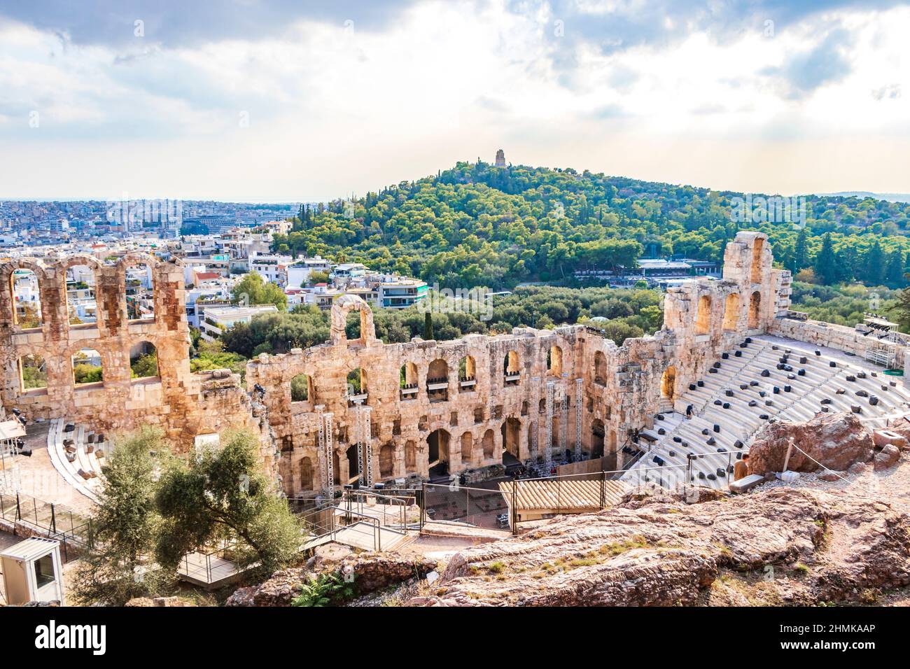 Odeon of Herodes Atticus Amphitheater at the Acropolis of Athens with amazing and beautiful ...