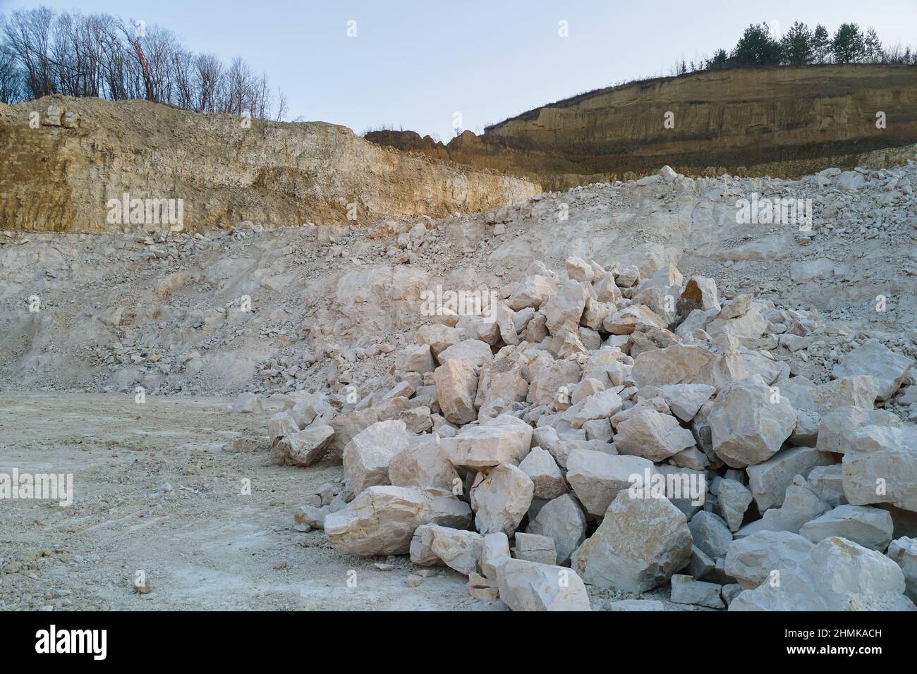 Open pit mining of construction sand stone materials Stock Photo - Alamy
