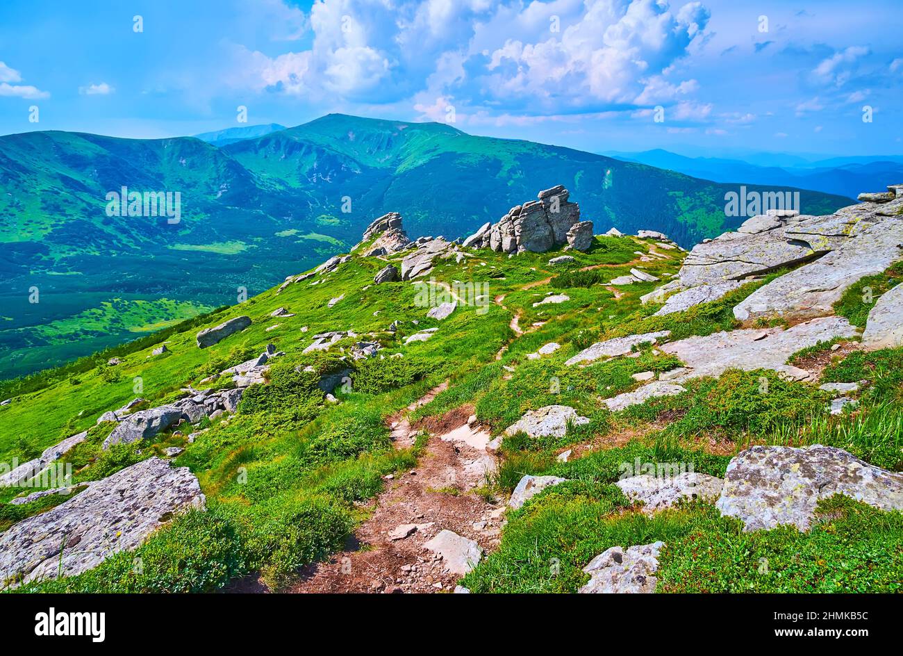 The scenic Alpine Tundra landscape of the Mount Eared Stone (Vukhatyi ...