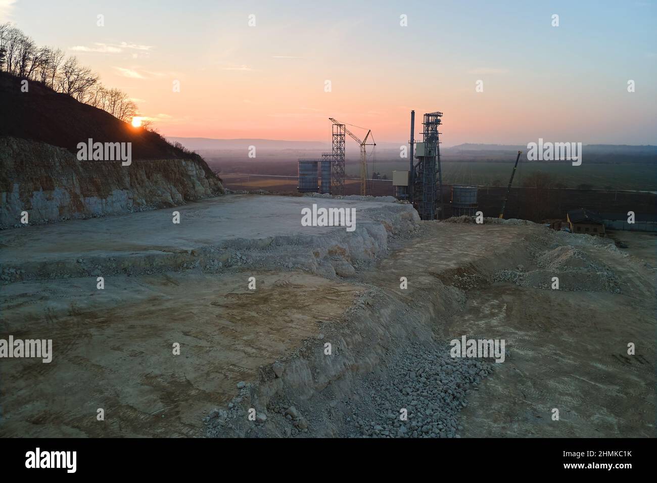 Cement factory at open pit mining of construction sand stone materials ...
