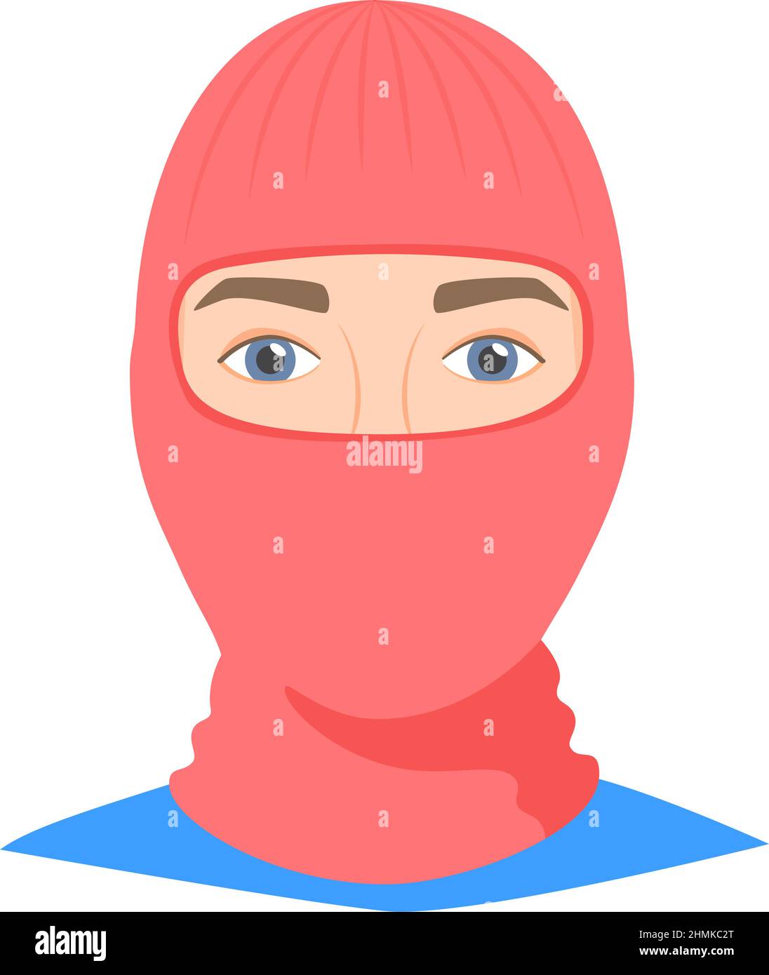 Man wearing balaclava helmet. Trendy worm headgear for cold weather ...