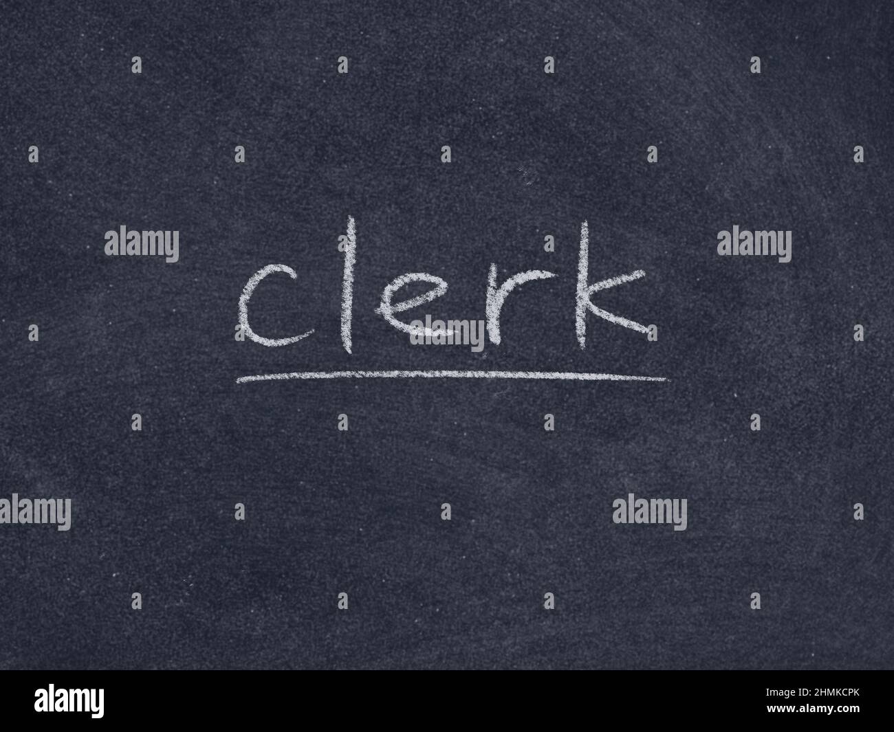 clerk concept word on blackboard background Stock Photo - Alamy