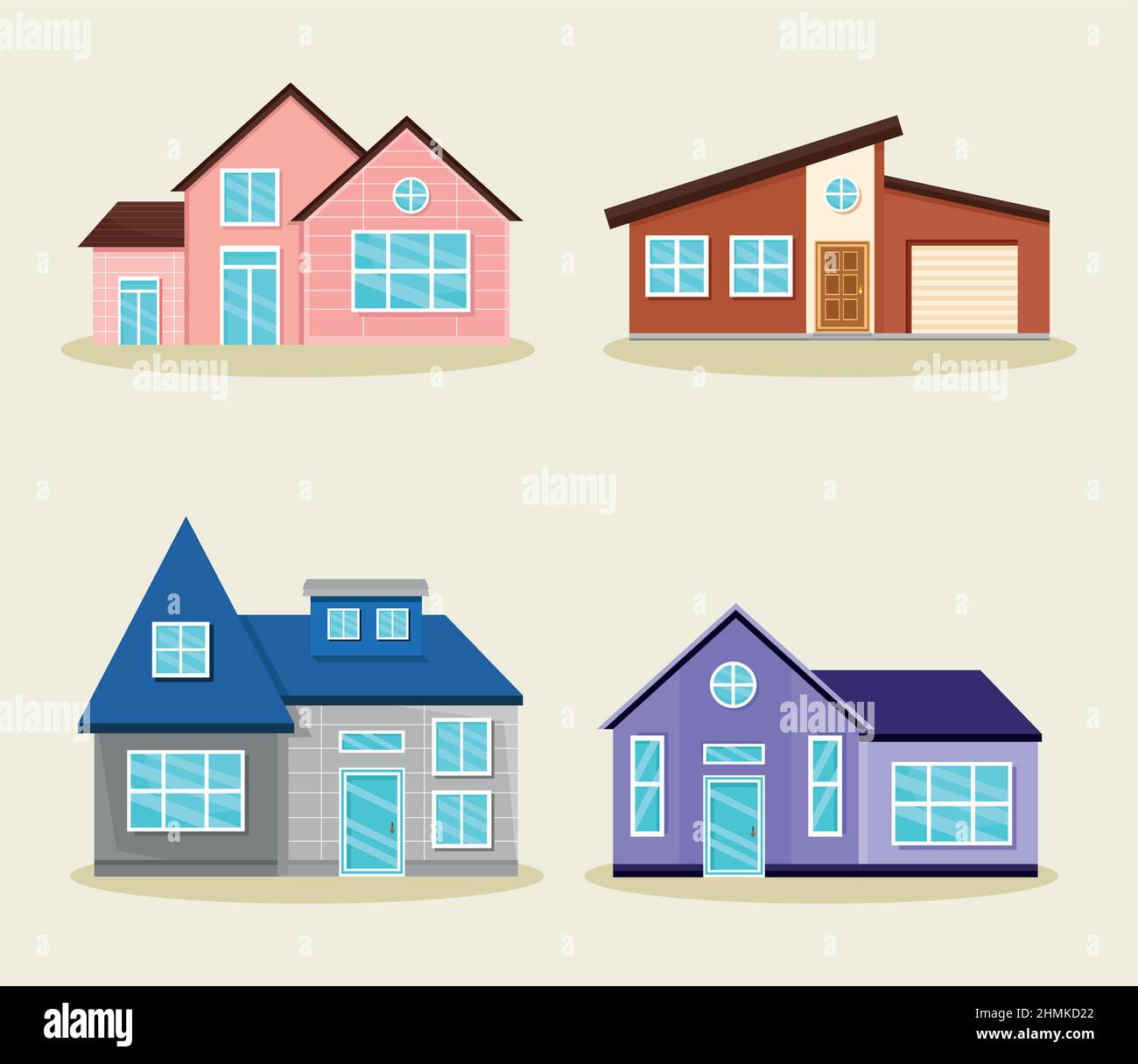 four dream houses icons Stock Vector Image & Art - Alamy