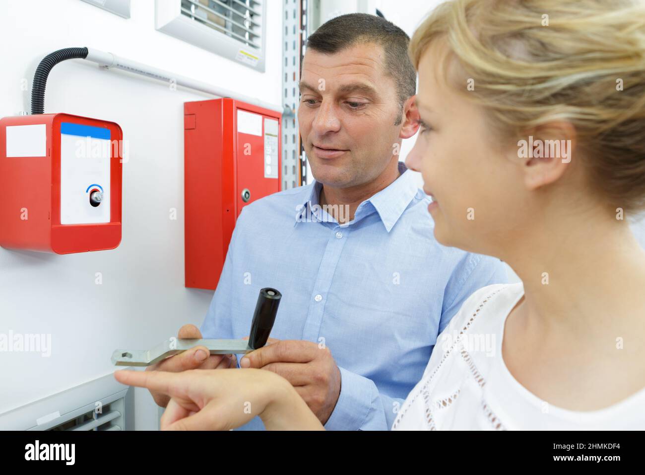 checking the fire security boxes Stock Photo - Alamy