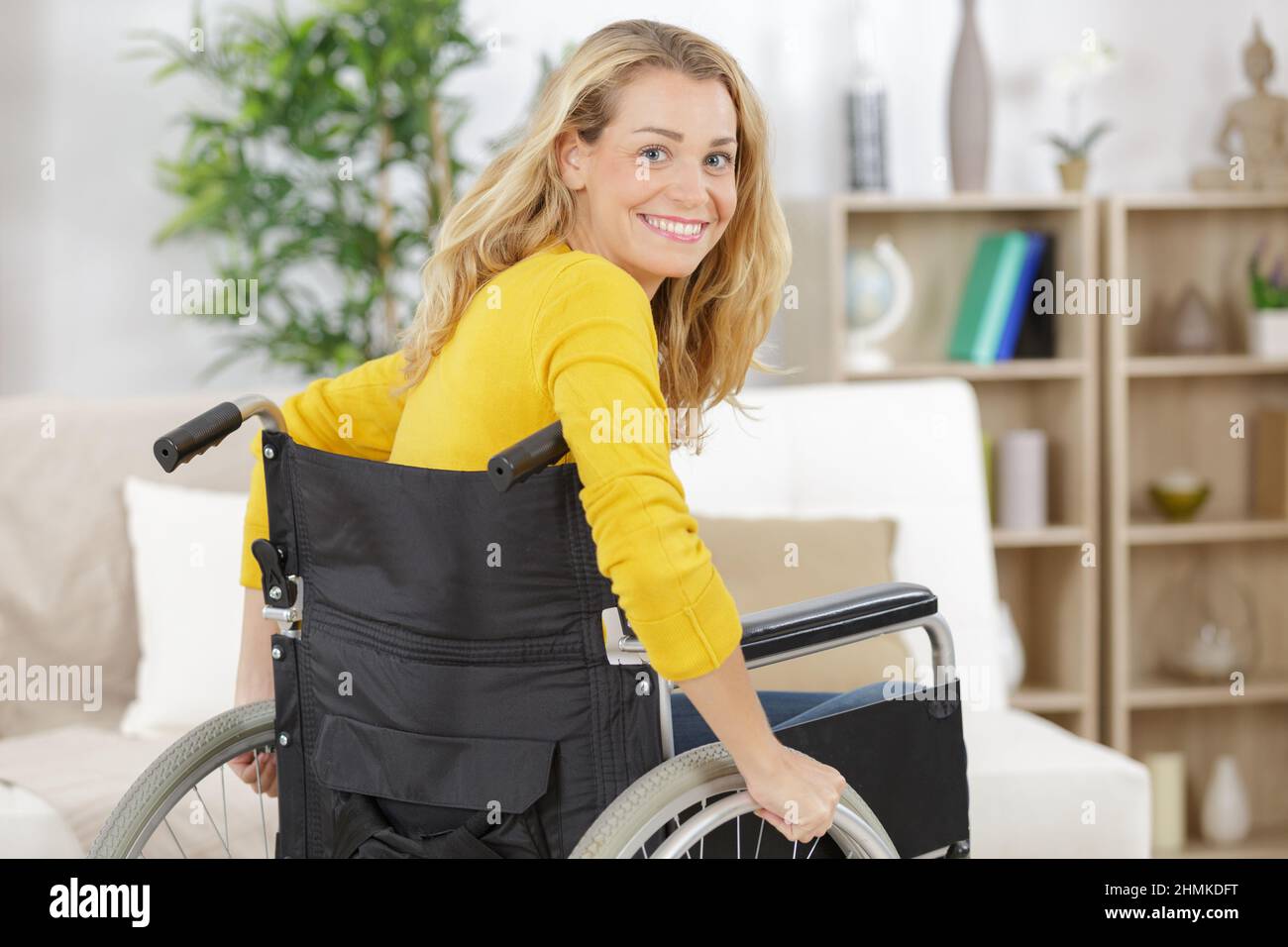happy disabled woman at home Stock Photo - Alamy