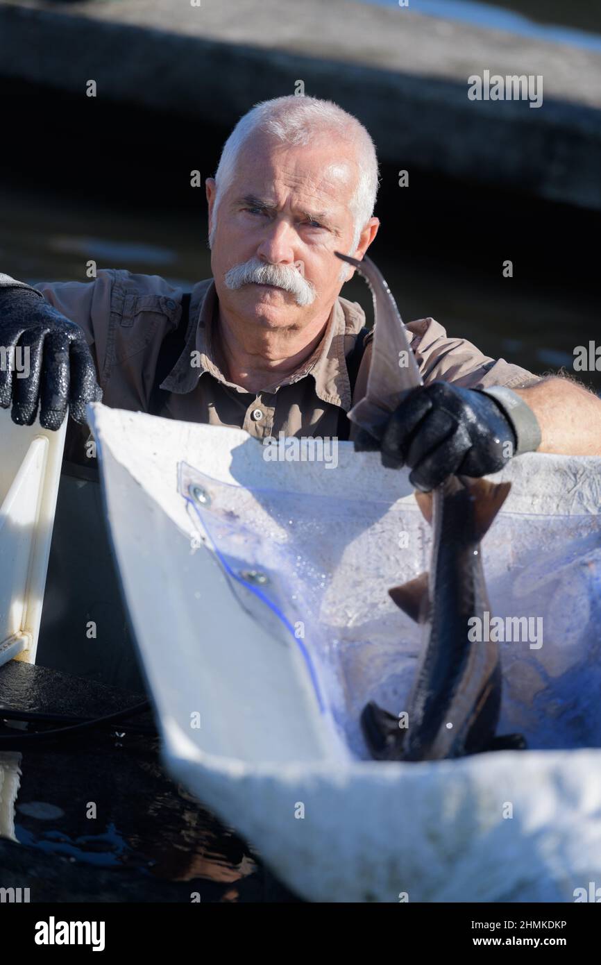 portrait of fisherman at work Stock Photo - Alamy