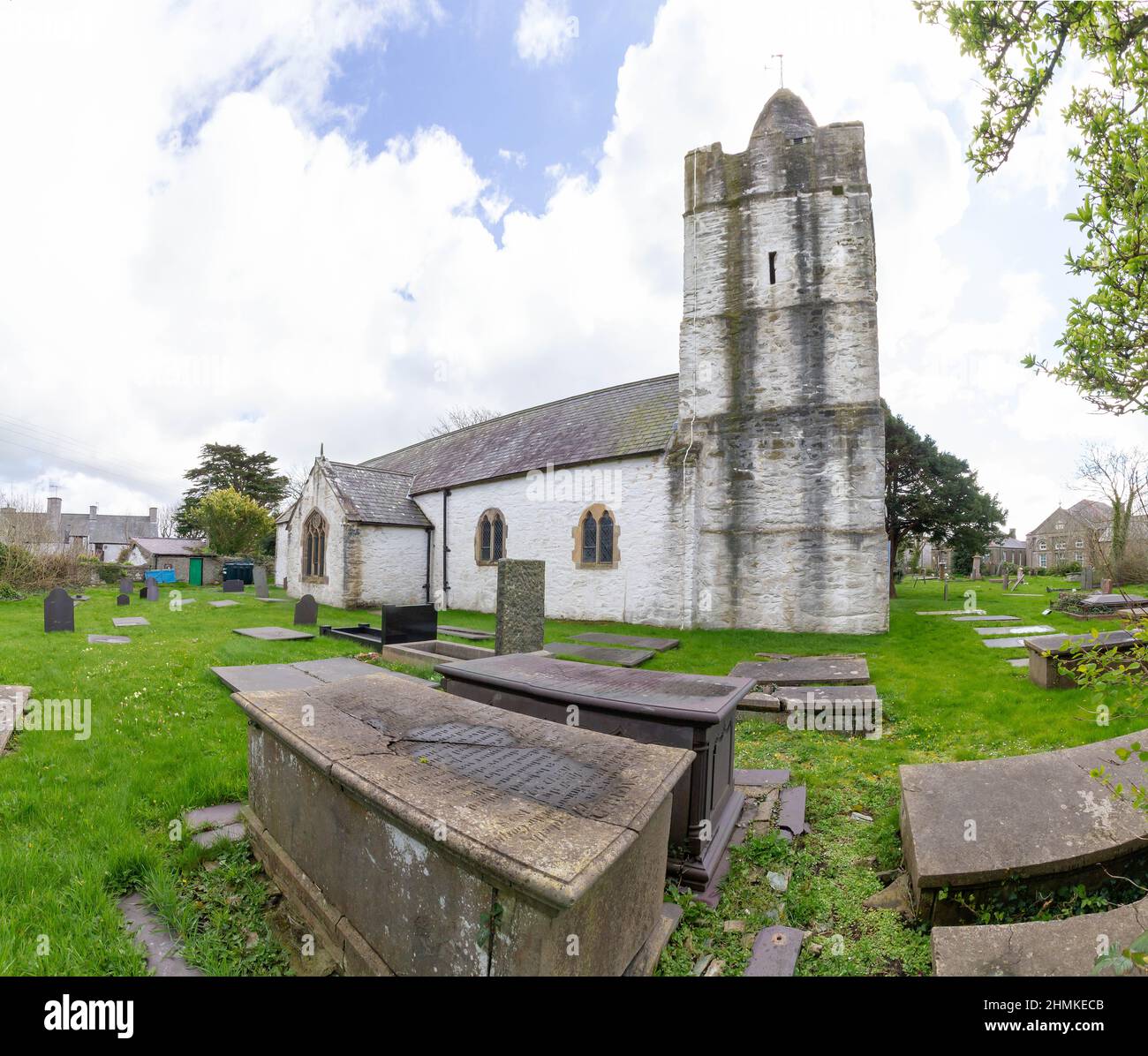 North side of St Mechell's Church, a medieval church in the village of ...