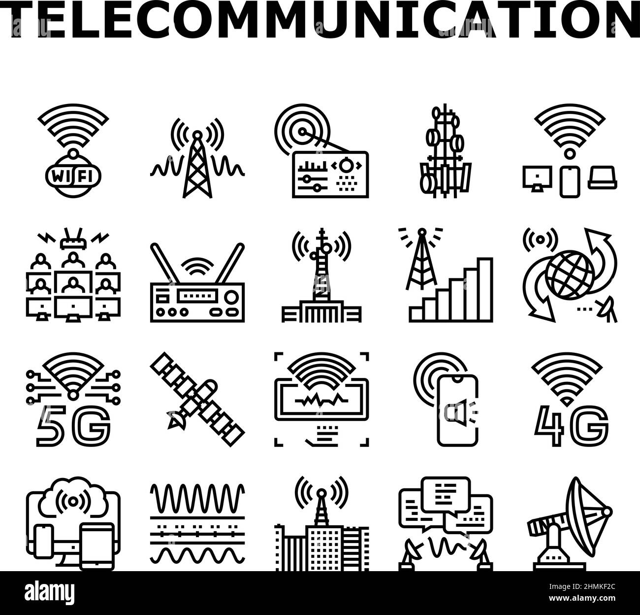Telecommunication Technology Icons Set Vector Stock Vector Image & Art ...