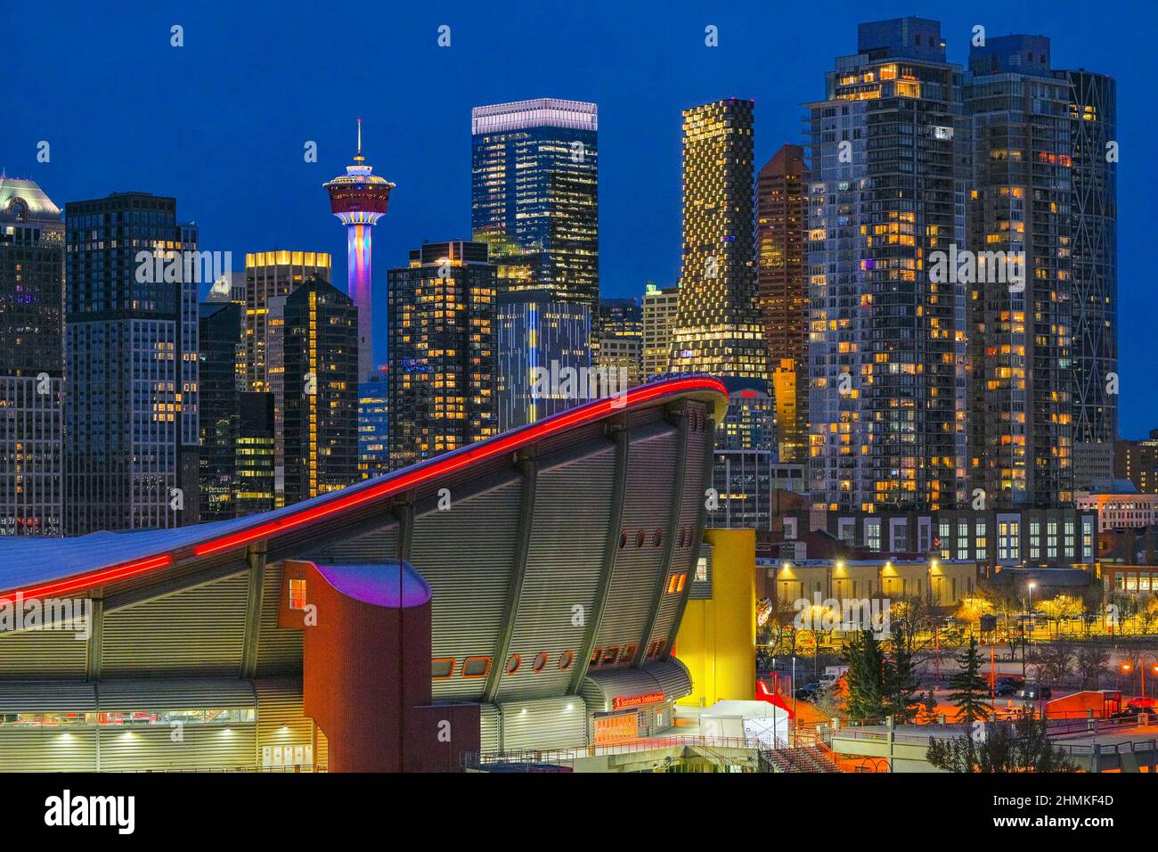 Calgary tower with saddledome hi-res stock photography and images - Alamy
