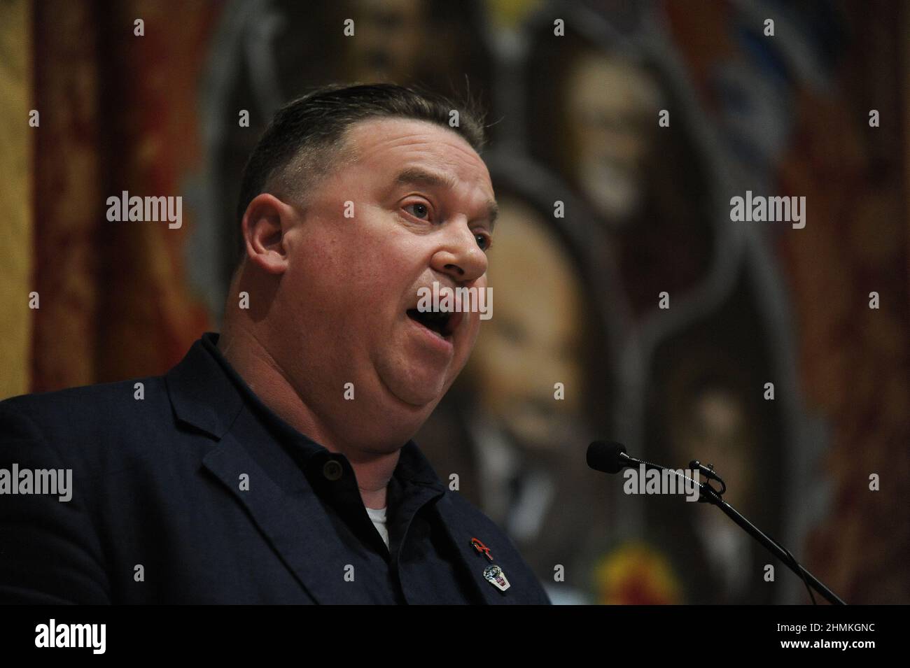 Birmingham, England. 10th. February, 2022 Ian Hodson, President of the ...
