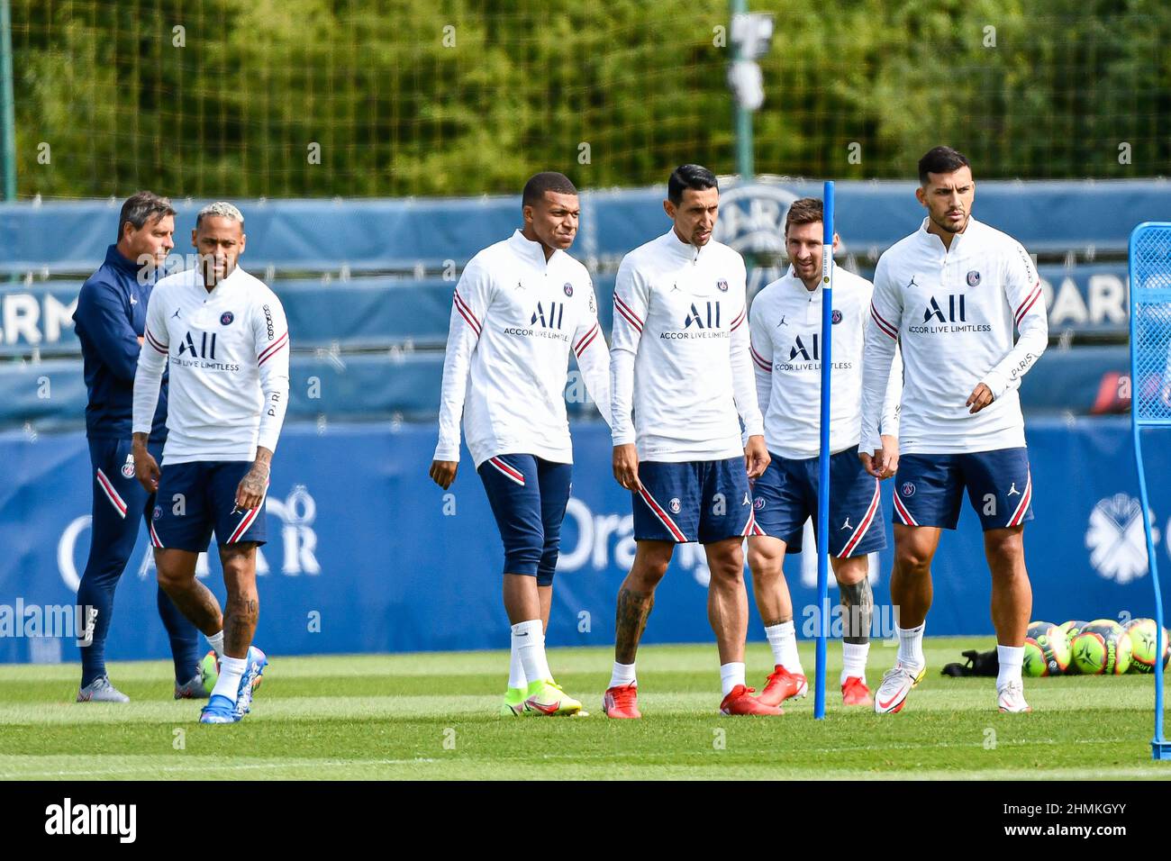 Neymar Jr. of PSG, Kylian Mbappe of PSG, Angel Di Maria of PSG, Lionel ...