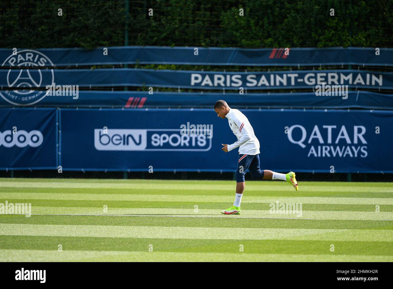 Kylian Mbappe of PSG during a training session at the Camp des Loges ...