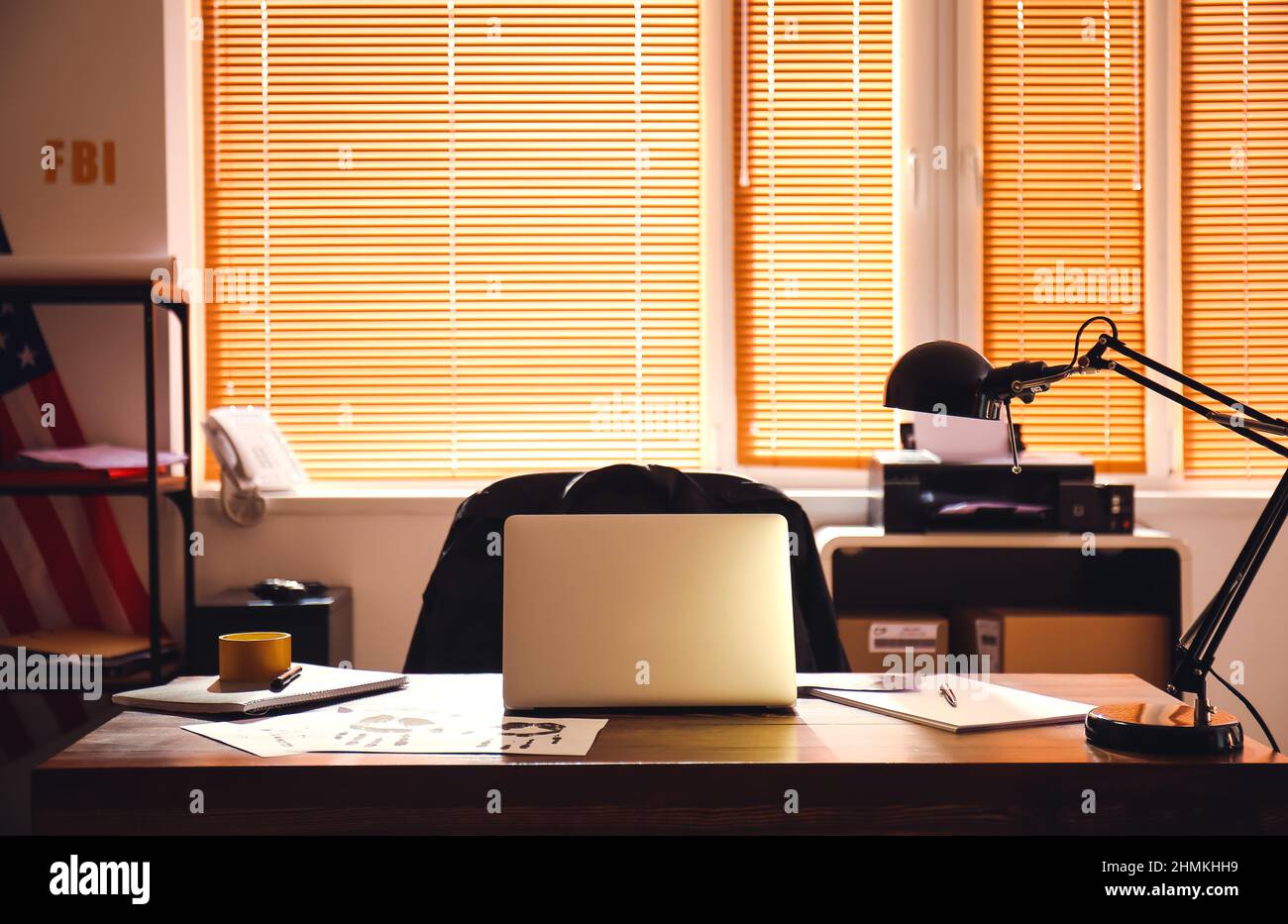 Workplace of FBI agent in office Stock Photo - Alamy