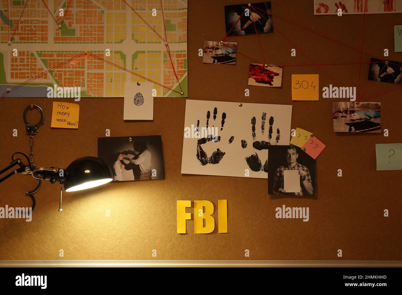 Crime board hanging on wall in police department Stock Photo - Alamy