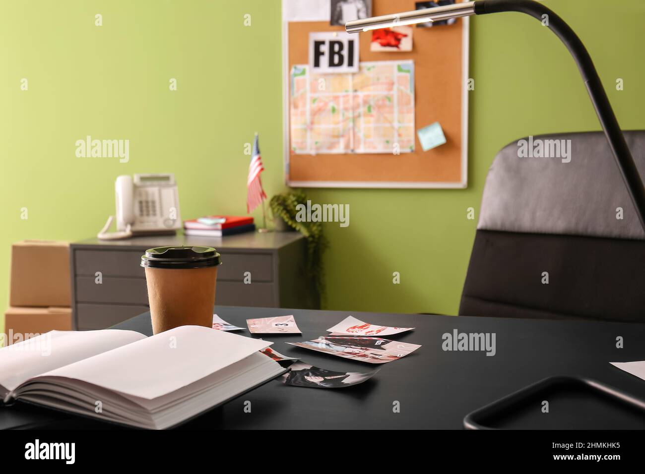 Workplace of FBI agent in office Stock Photo - Alamy