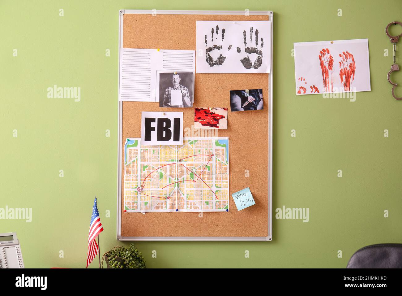 Crime board hanging on wall in police department Stock Photo - Alamy