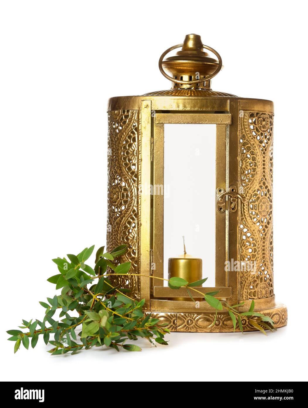 Muslim lantern and branches on white background Stock Photo - Alamy