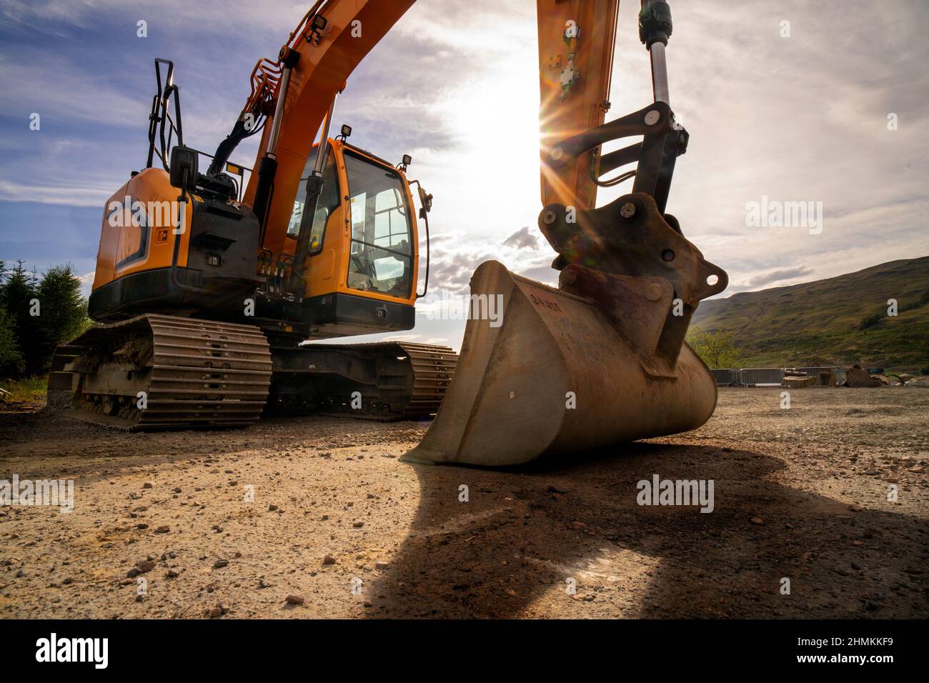 Excavators on caterpillars heavy construction equipment consisting of a ...