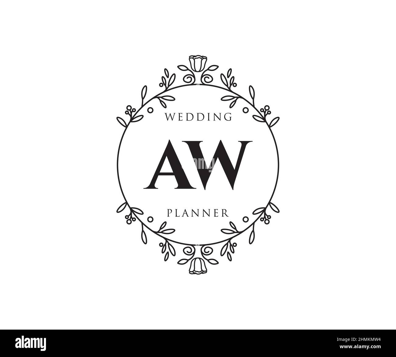 AW Initials letter Wedding monogram logos collection, hand drawn modern ...