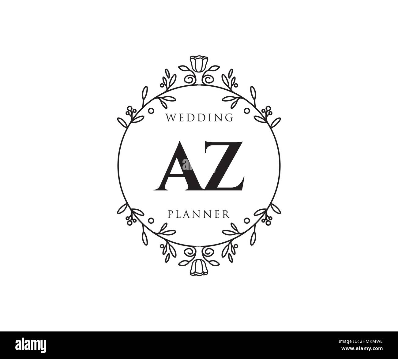 AZ Initials letter Wedding monogram logos collection, hand drawn modern ...