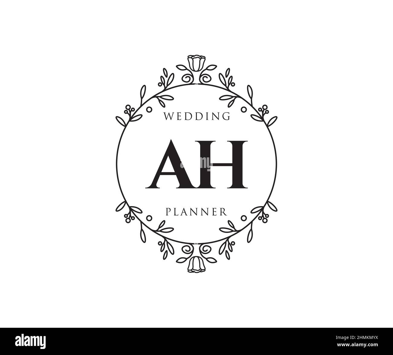 AH Initials letter Wedding monogram logos collection, hand drawn modern minimalistic and floral ...