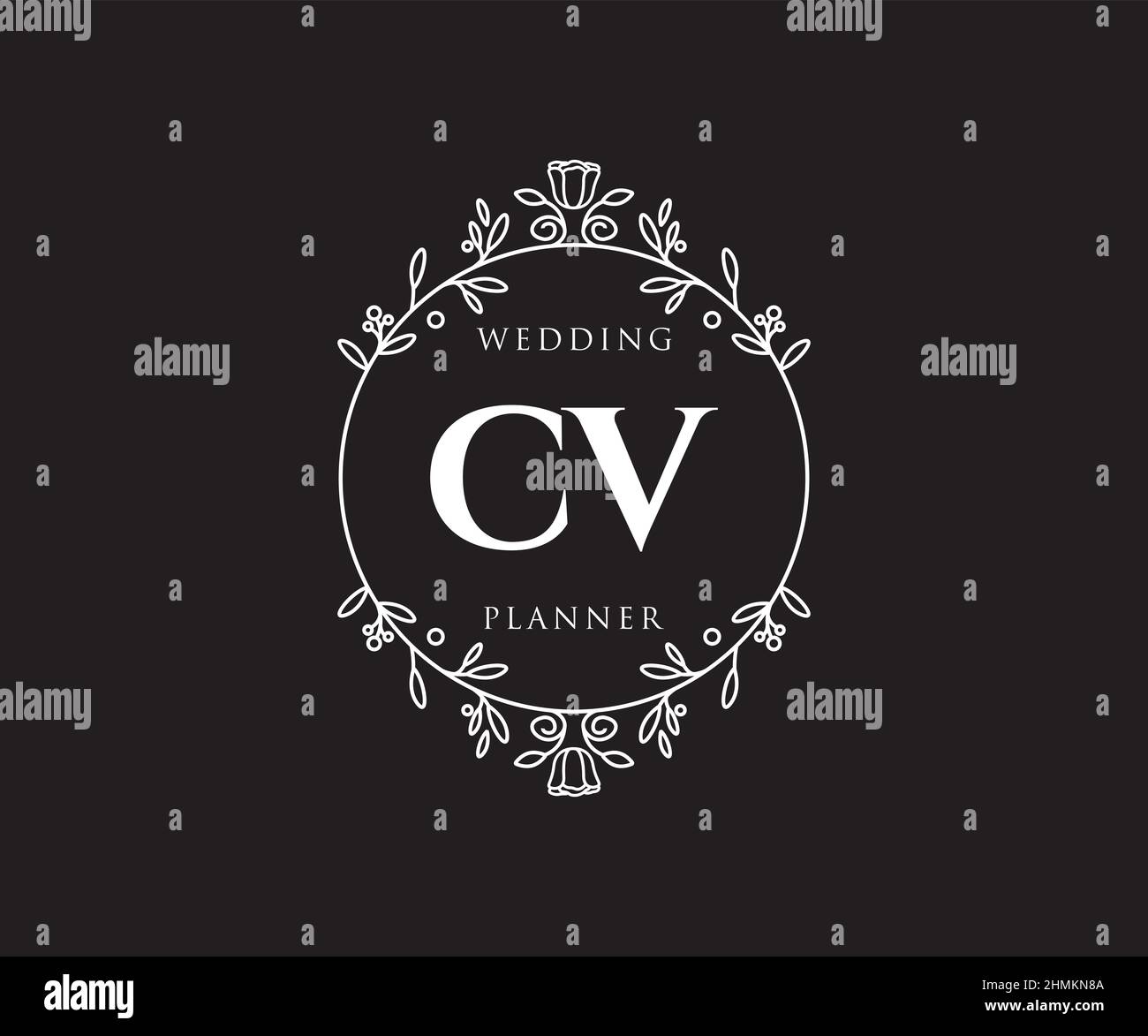 CV Initials letter Wedding monogram logos collection, hand drawn modern minimalistic and floral ...