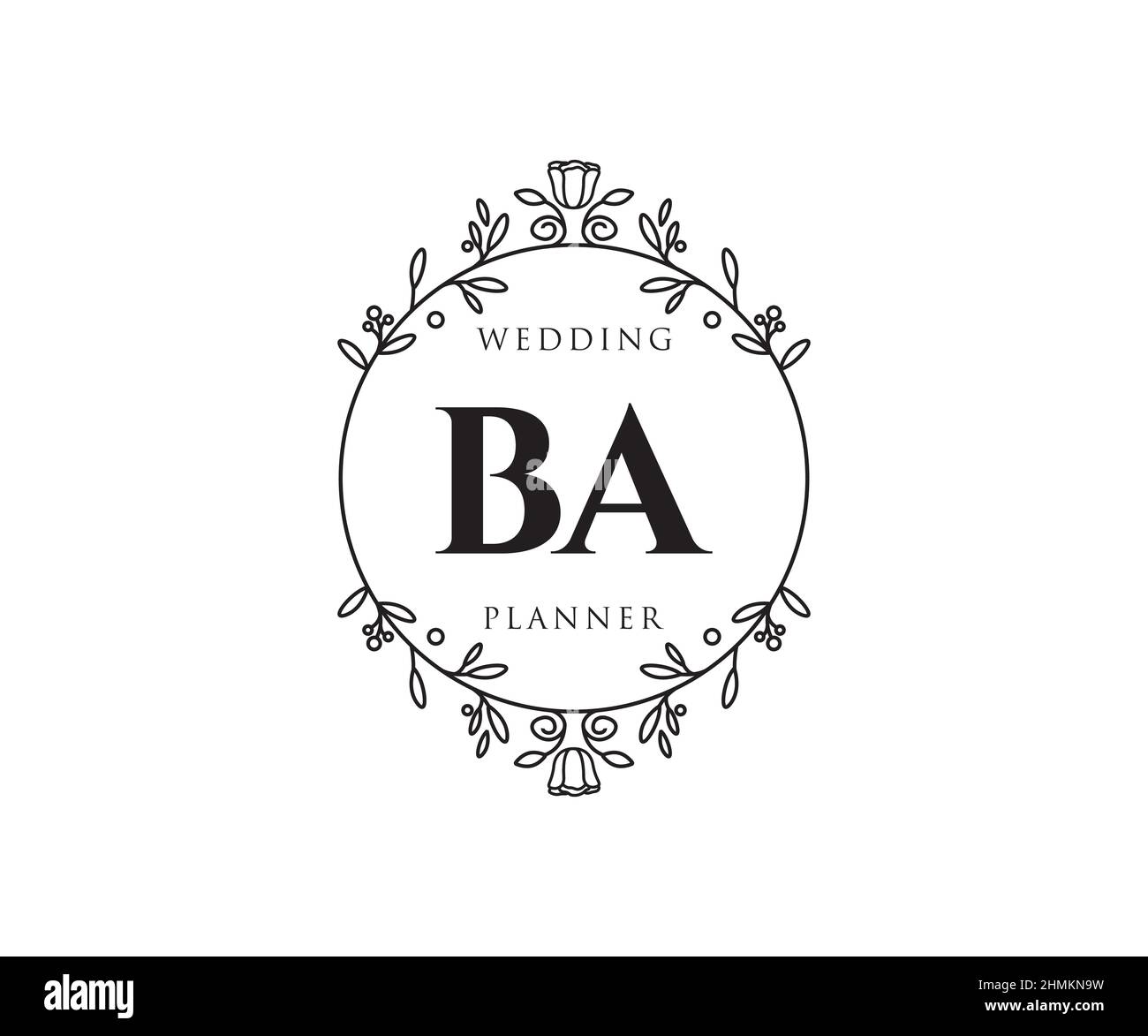 BA Initials letter Wedding monogram logos collection, hand drawn modern ...