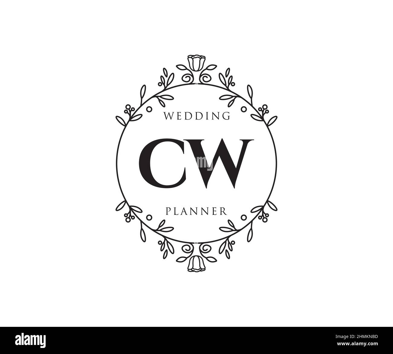 CW Initials letter Wedding monogram logos collection, hand drawn modern ...