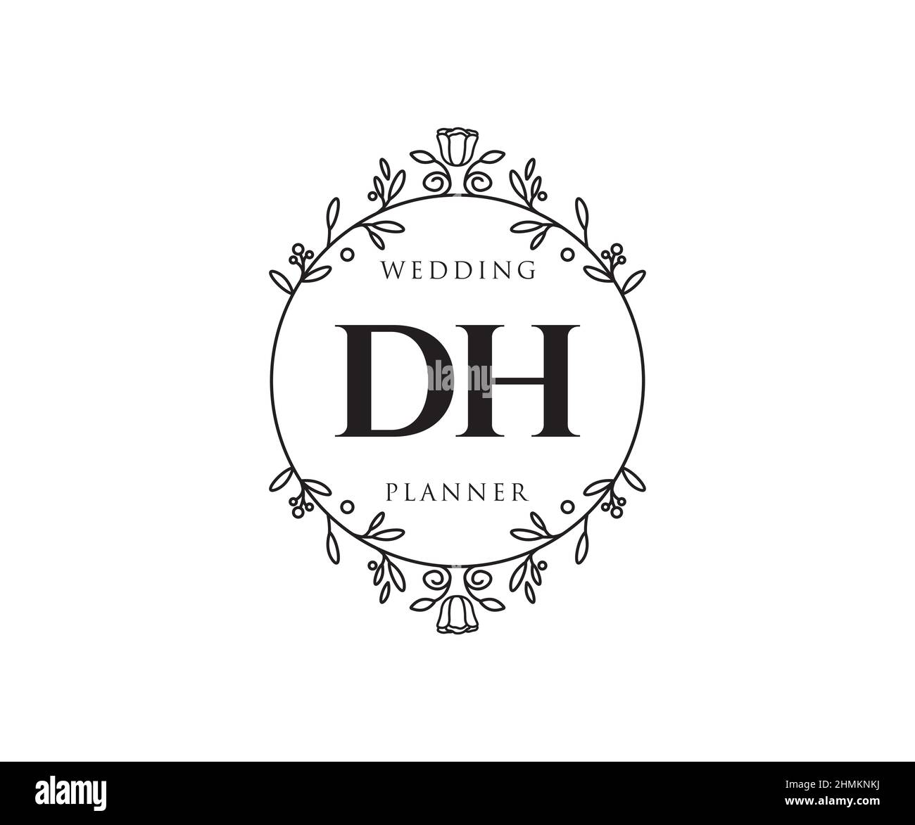 DH Initials letter Wedding monogram logos collection, hand drawn modern ...