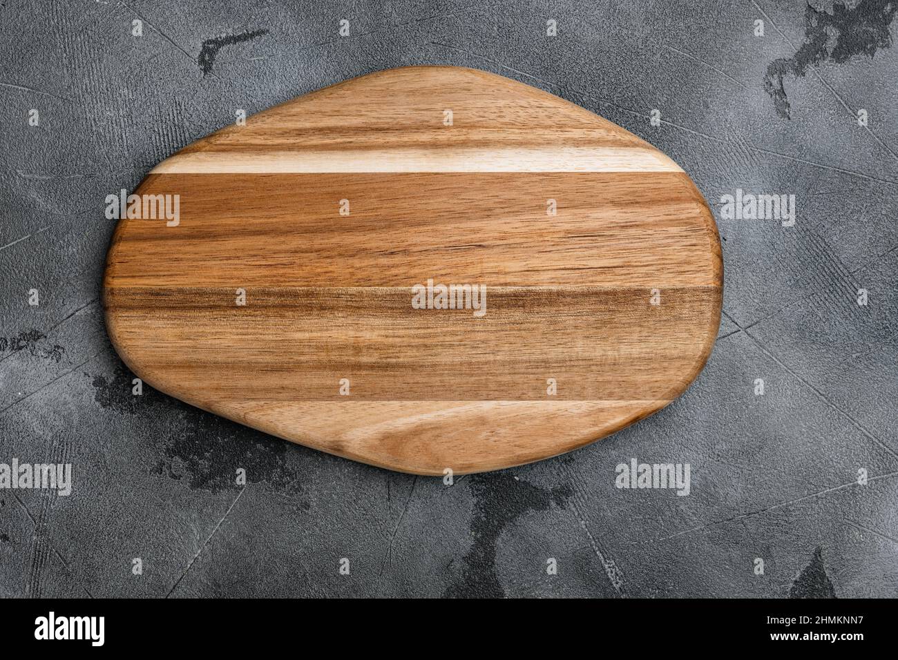 Cutting board, on gray stone table background, top view flat lay , with ...