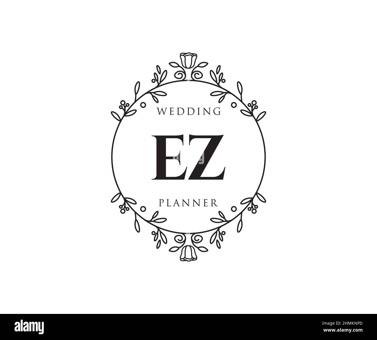 EZ Initials letter Wedding monogram logos collection, hand drawn modern ...