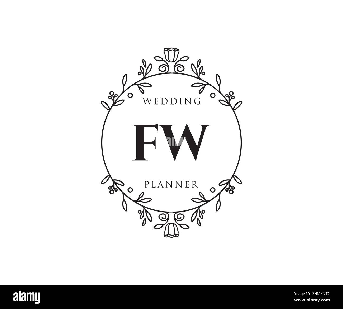 FW Initials letter Wedding monogram logos collection, hand drawn modern ...