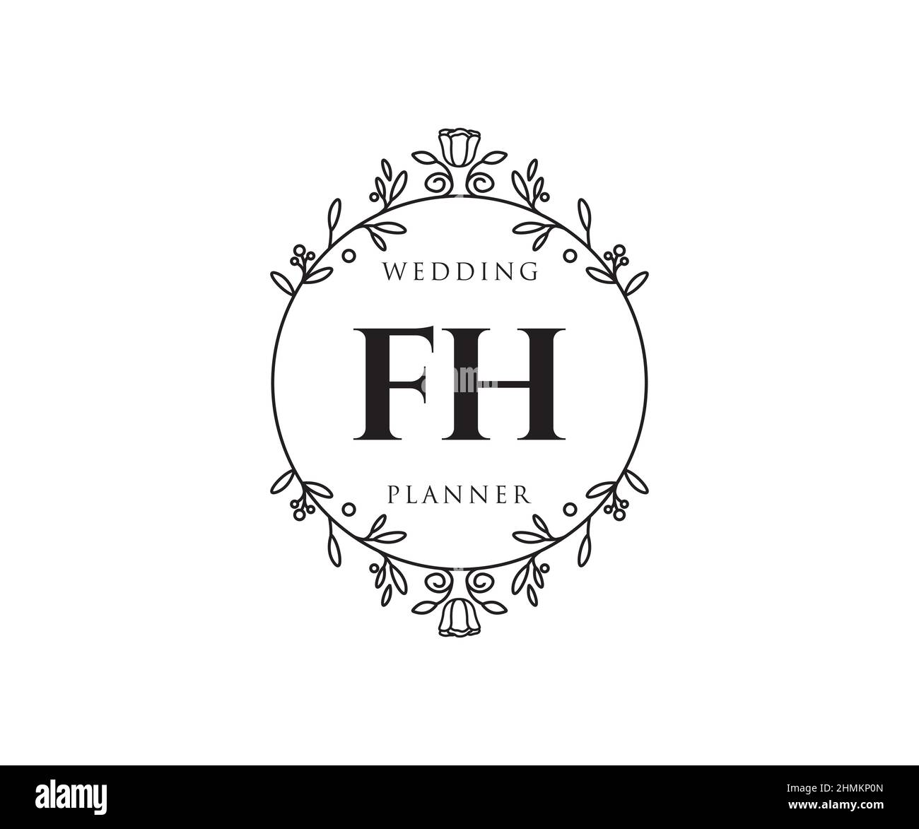 FH Initials letter Wedding monogram logos collection, hand drawn modern ...
