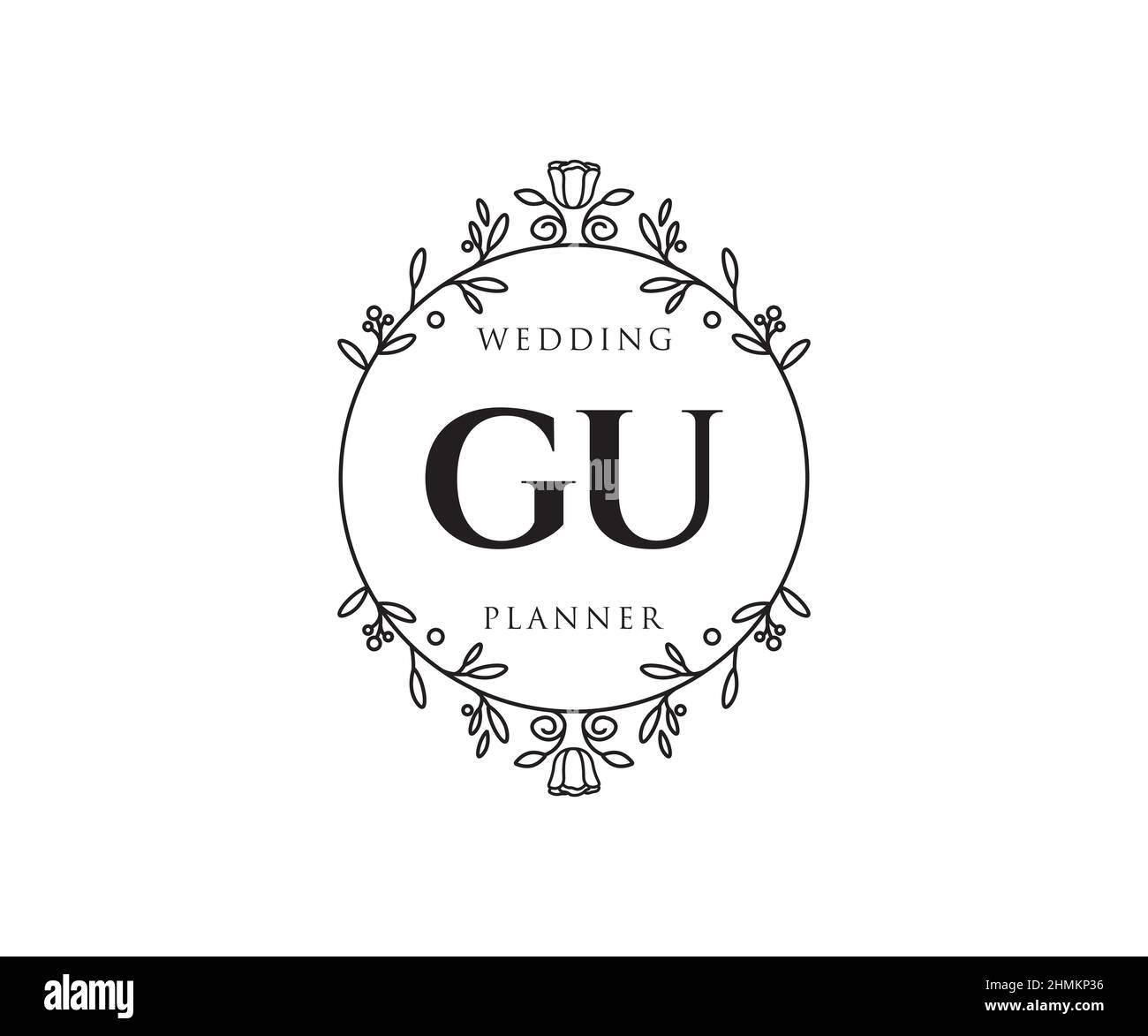 GU Initials letter Wedding monogram logos collection, hand drawn modern ...