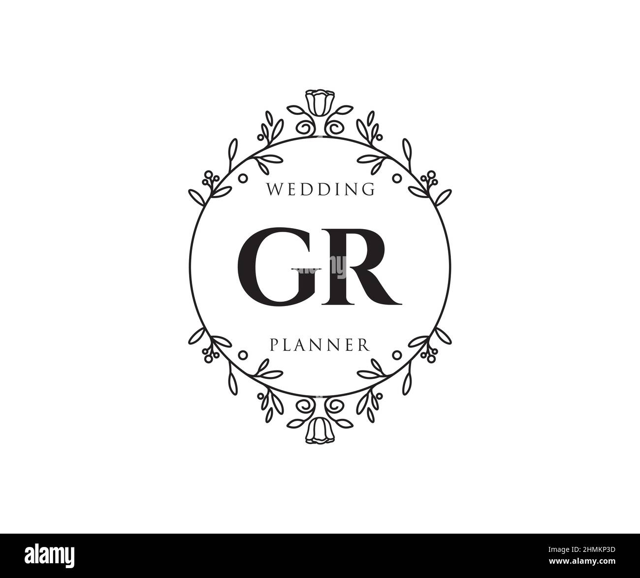 GR Initials letter Wedding monogram logos collection, hand drawn modern ...
