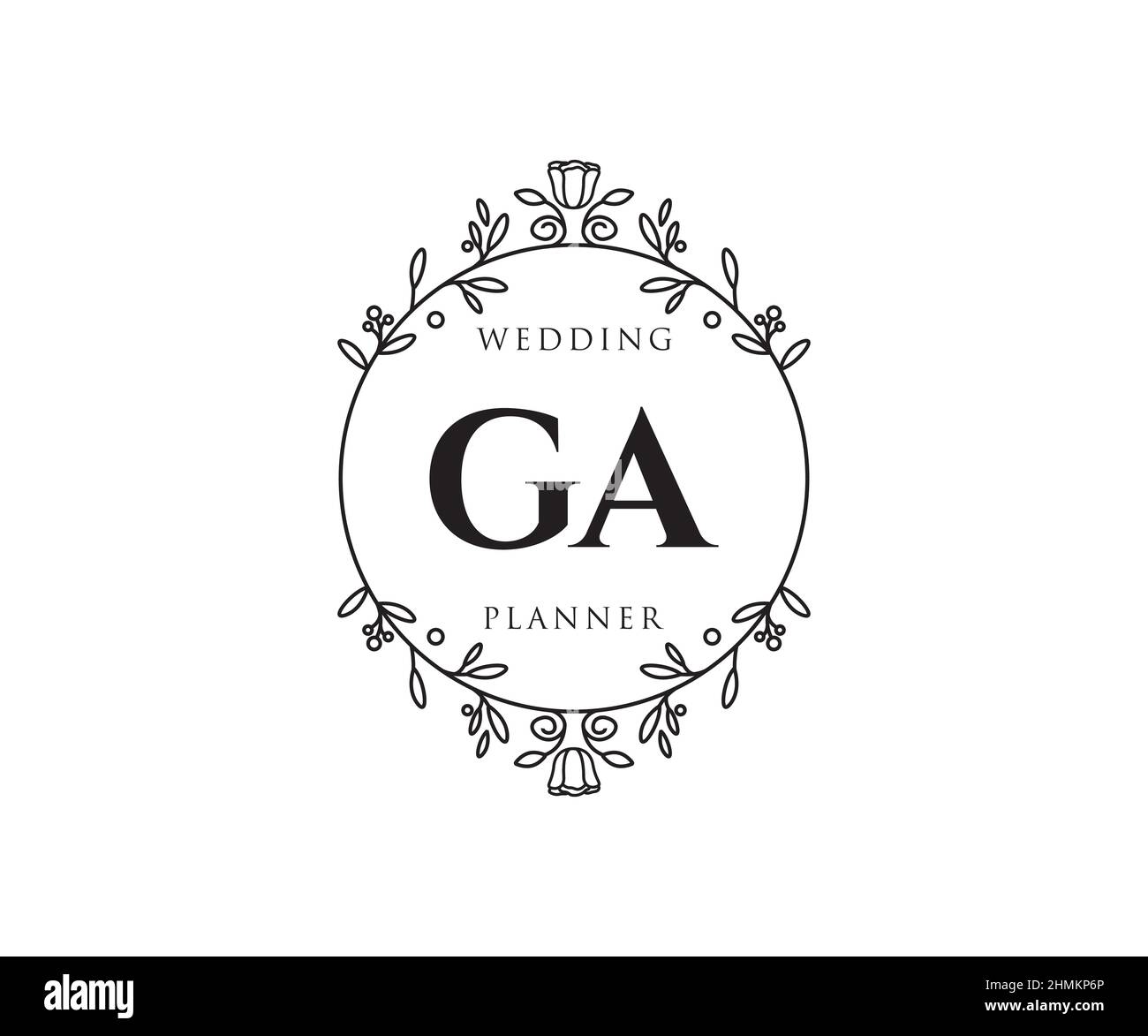 GA Initials letter Wedding monogram logos collection, hand drawn modern ...