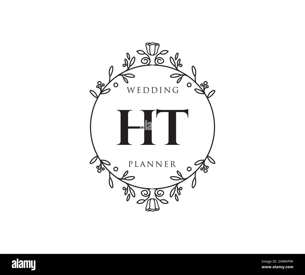 HT Initials letter Wedding monogram logos collection, hand drawn modern ...